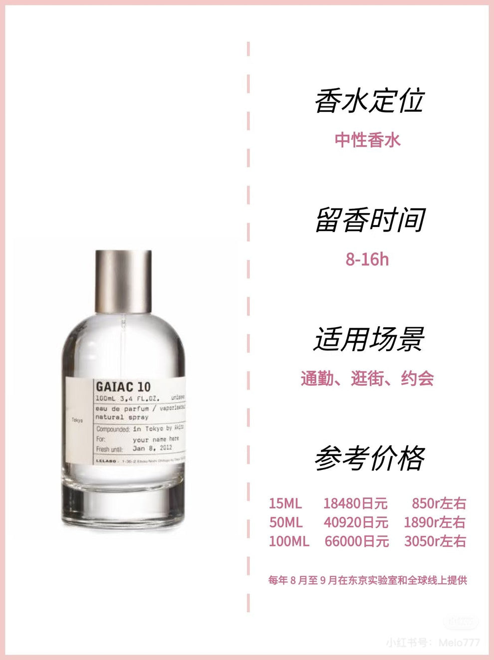 Le Labo Tokyo City Exclusive – GAIAC 10 Eau de Parfum 50ml – Tokyozakka